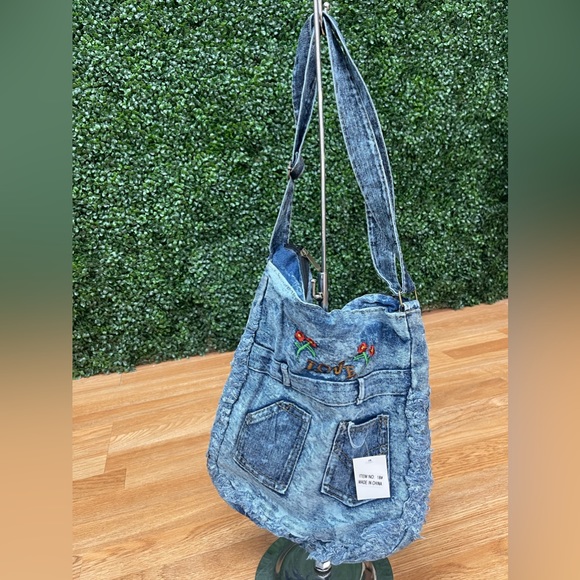 Bags | Y2k Love Denim Satchel | Poshmark